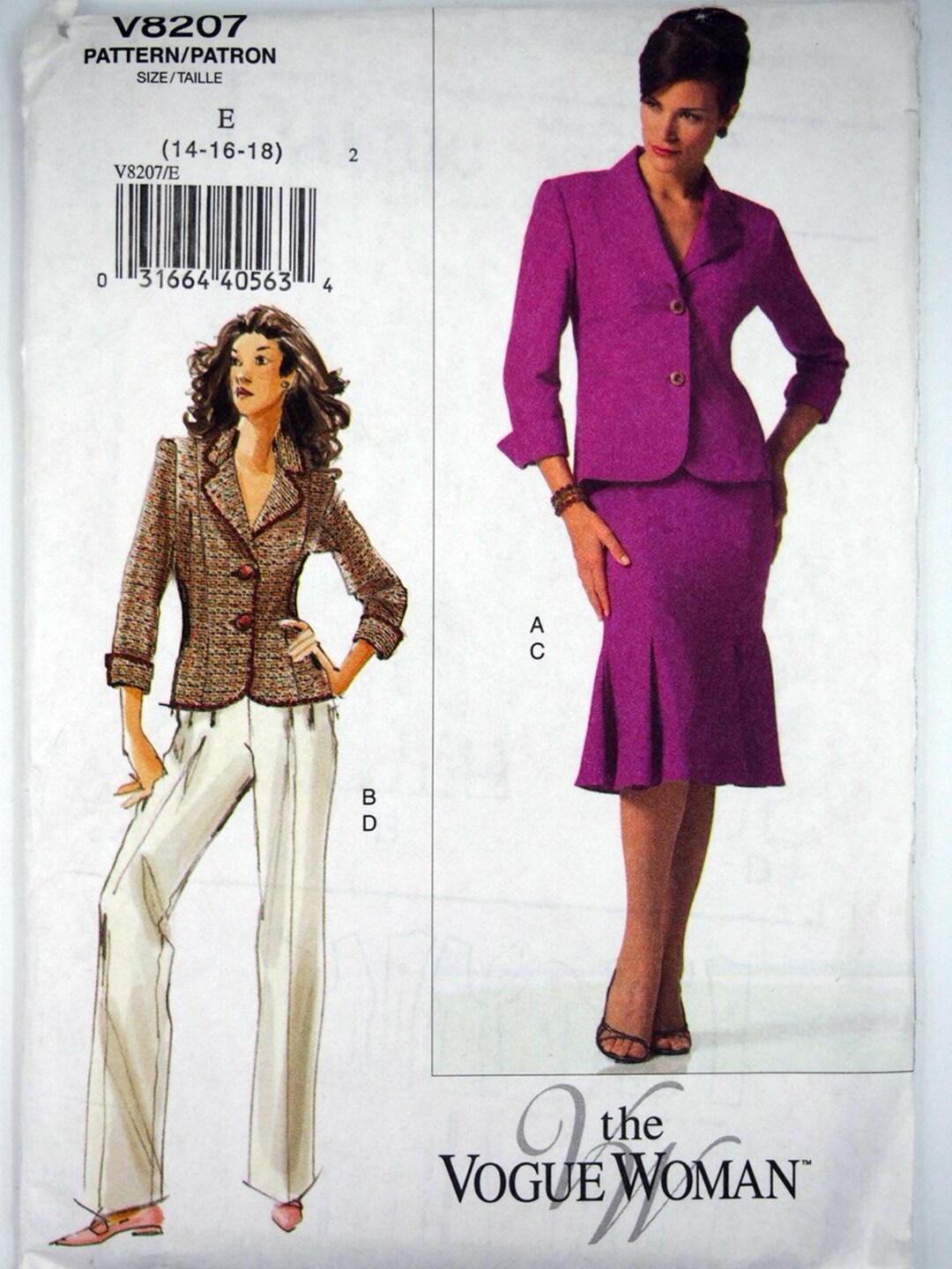 Vogue 8207, Jacket With Shoulder Princess Seams and Three Quarter ...
