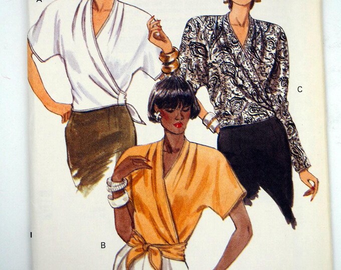 Vogue 7814, Wrap Top With Ties, Cut-on Sleeves and Shoulder Pleats - Etsy