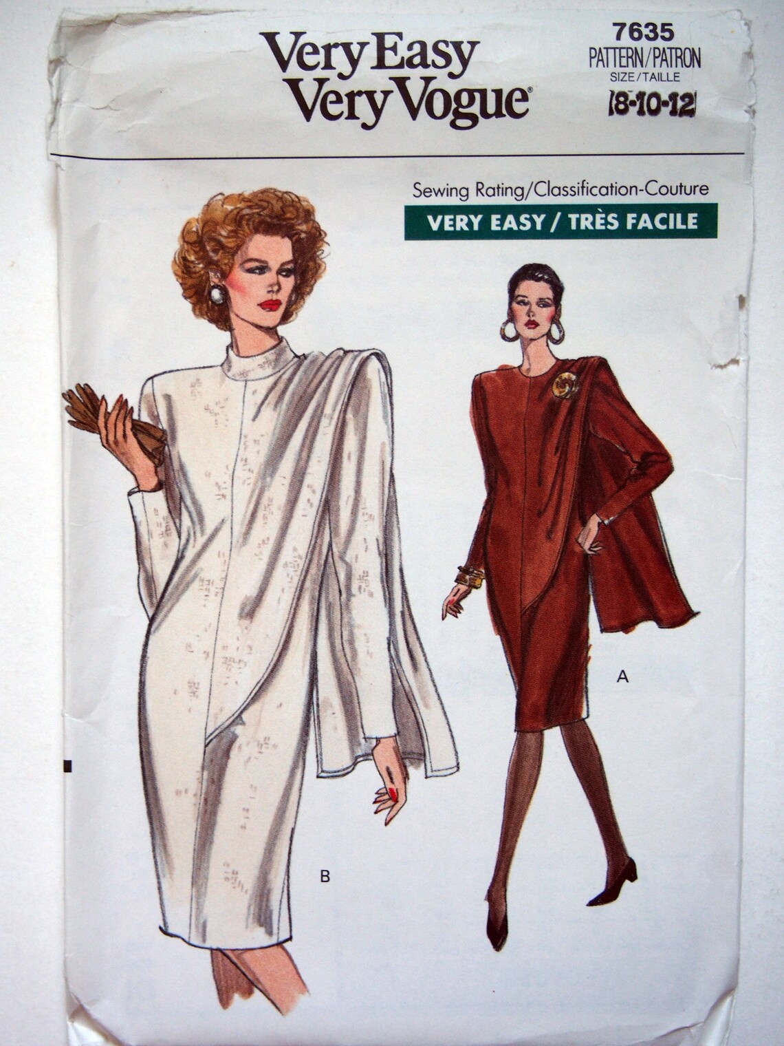 Vogue 7635, Dress With Dramatic Cape - Etsy
