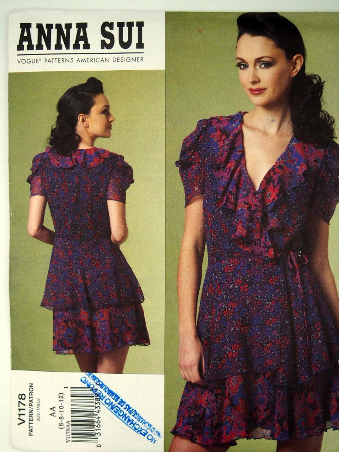 Vogue 1178, Flirty Wrap Dress With a Ruffle, by Anna Sui - Etsy