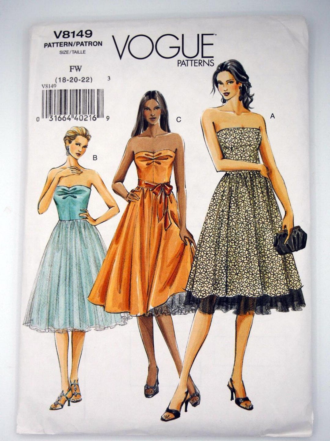 Vogue 8149, Formal Dress With Boned Bodice, Petticoat and Bust Gathers ...