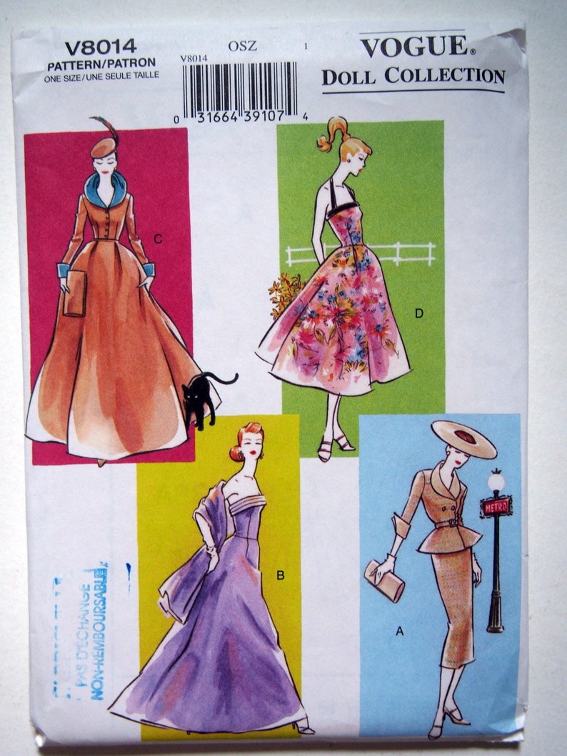 Vogue 8014 1950s Style Outfits for a Fashion Doll, Rare Pattern - Etsy