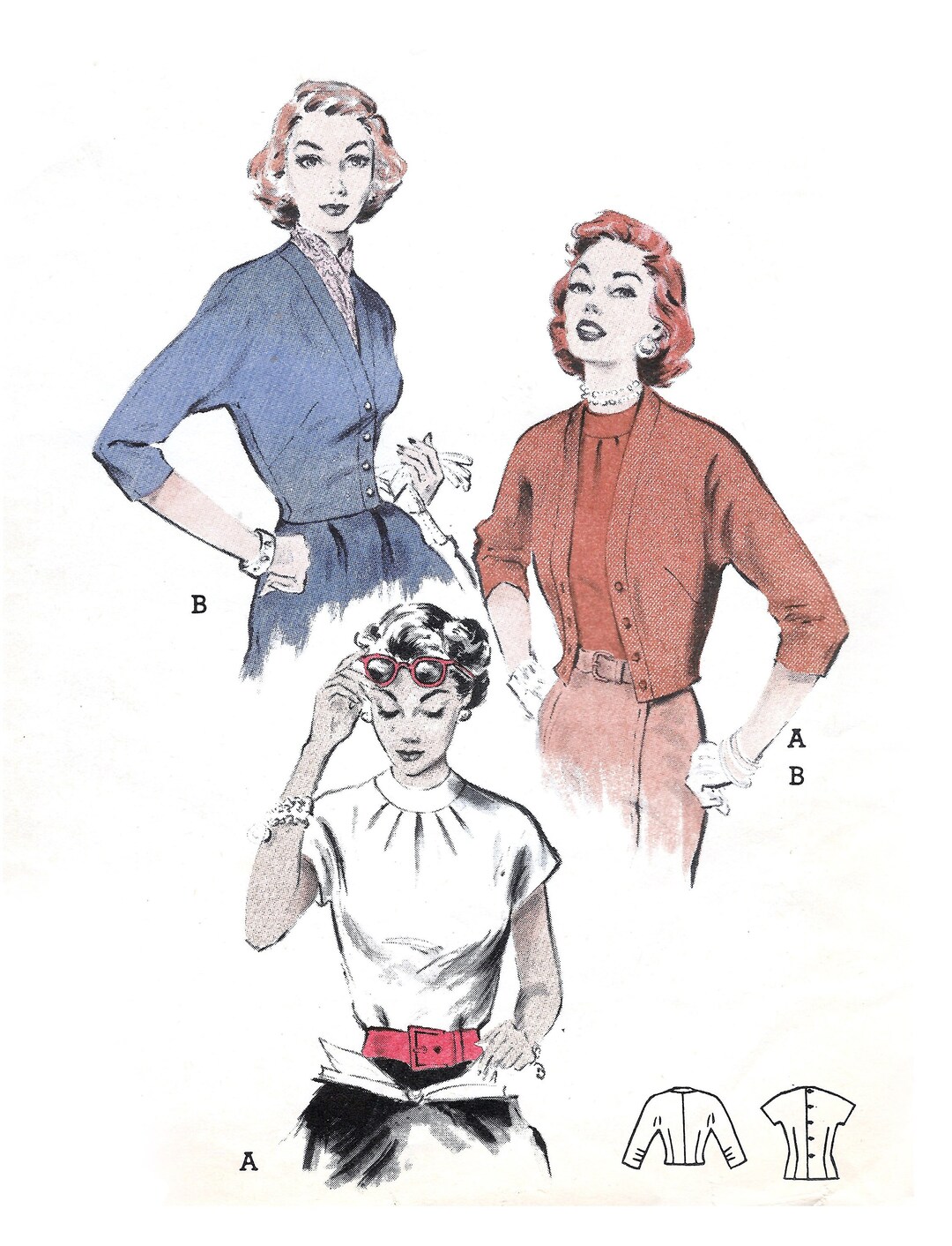 Vintage Cardigan Pattern reproduction PDF Size 18, Bust 36in/ 91cm - Etsy