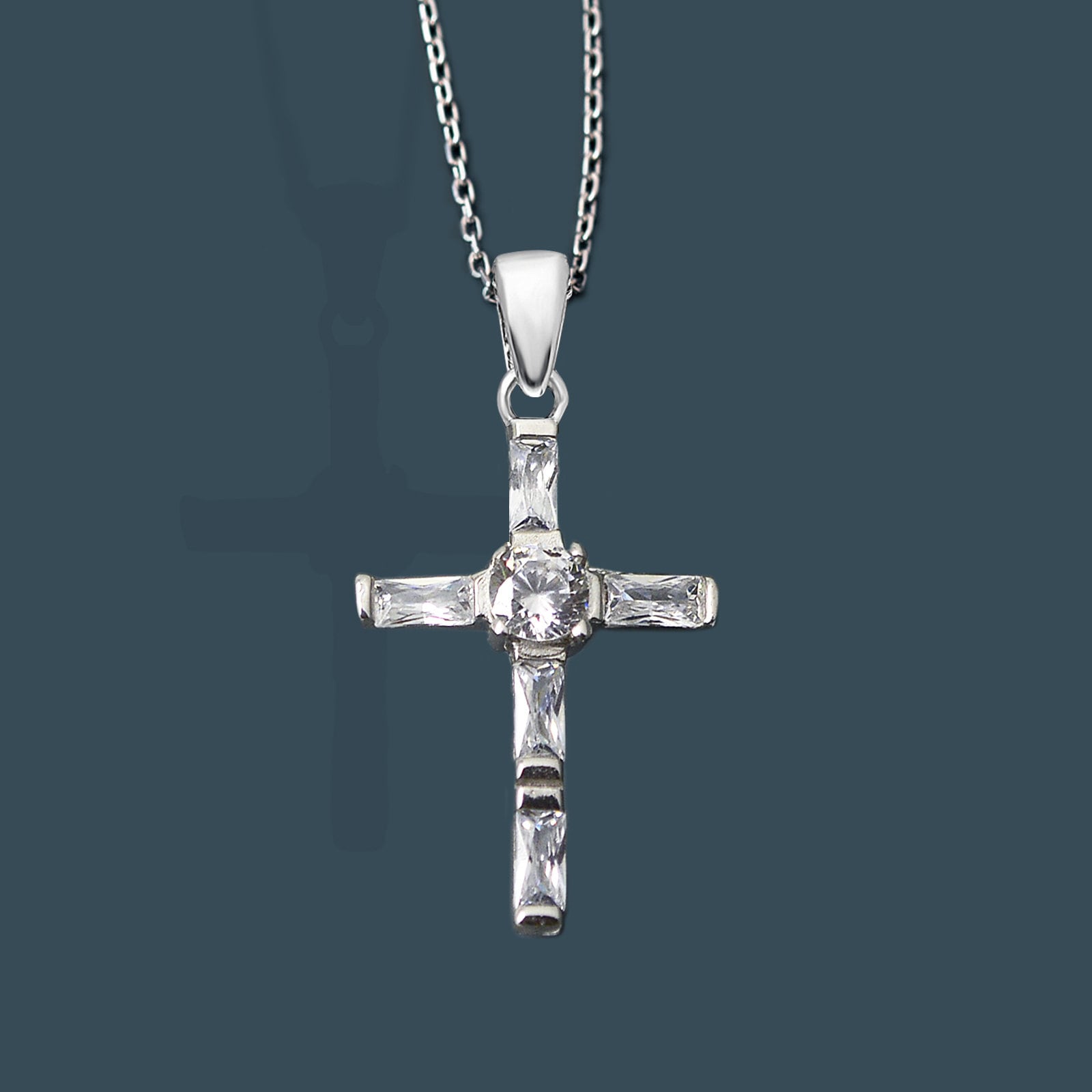 Cross Silver Necklace, Medium Size, 925 Sterling Silver, Gift for ...