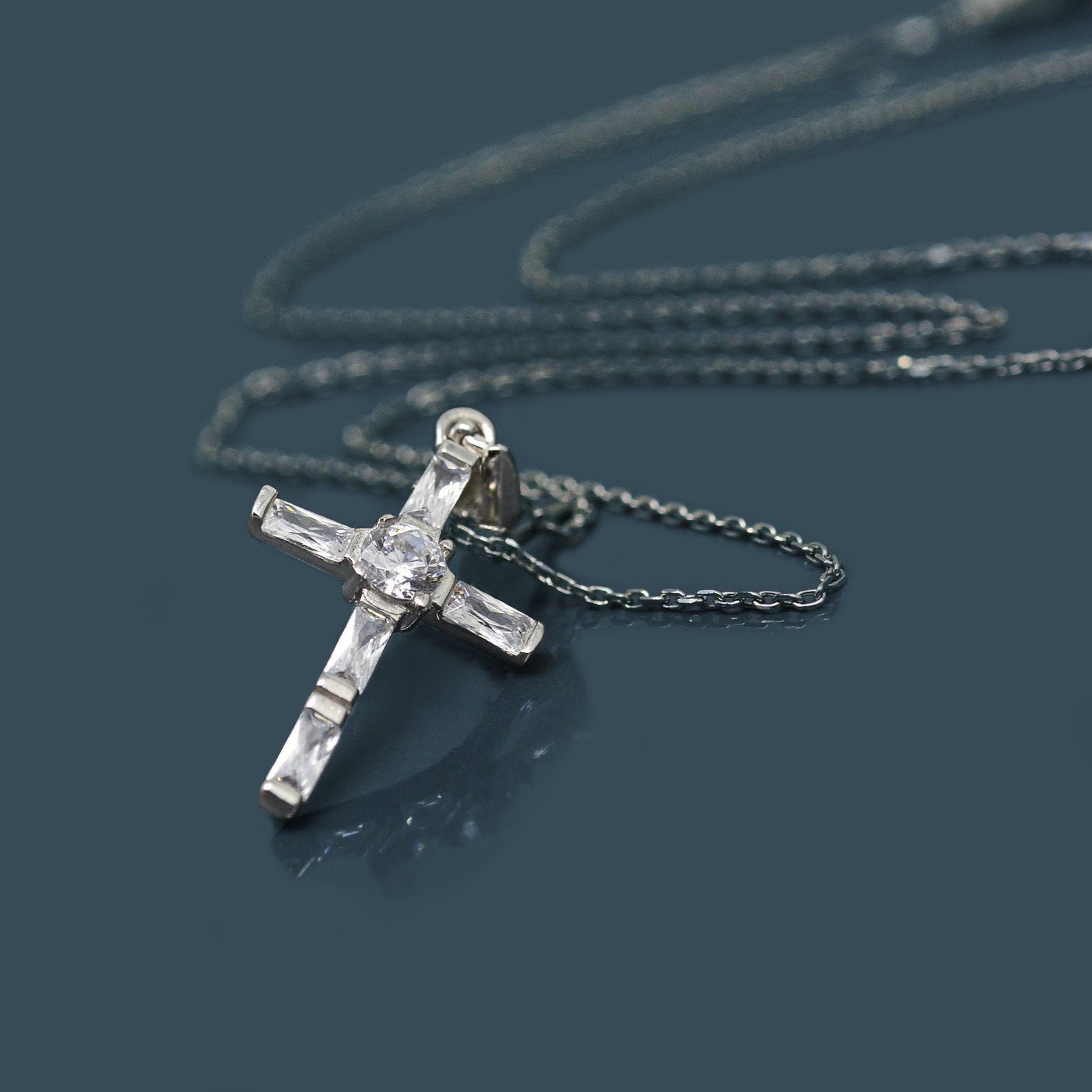 Cross Silver Necklace, Medium Size, 925 Sterling Silver, Gift for ...