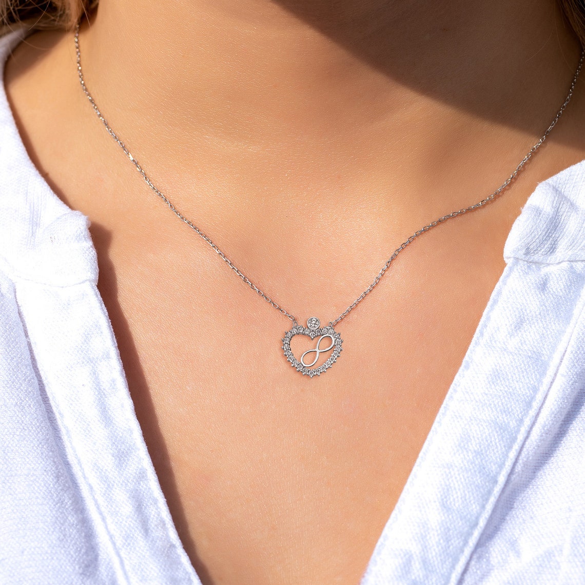 Heart Infinity Silver Necklace for Women 925 Sterling - Etsy