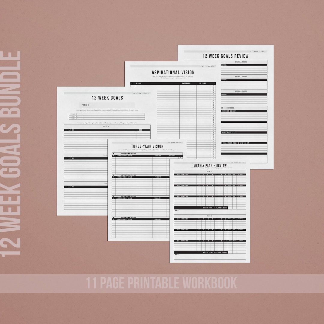 12 Week Goals Planner Bundle: Project Management Templates (PDF) - Etsy