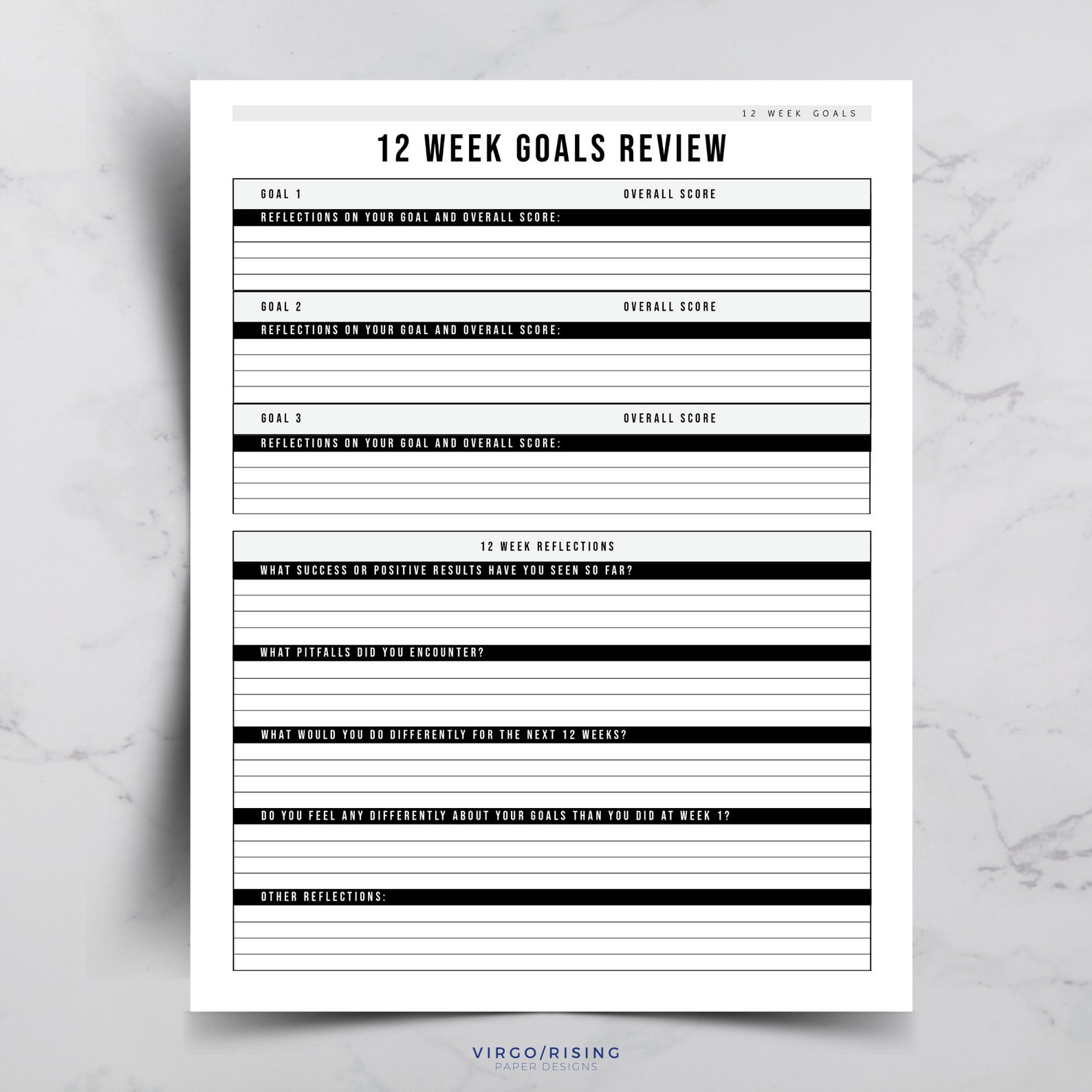12 Week Goals Planner Bundle: Project Management Templates (PDF) - Etsy UK