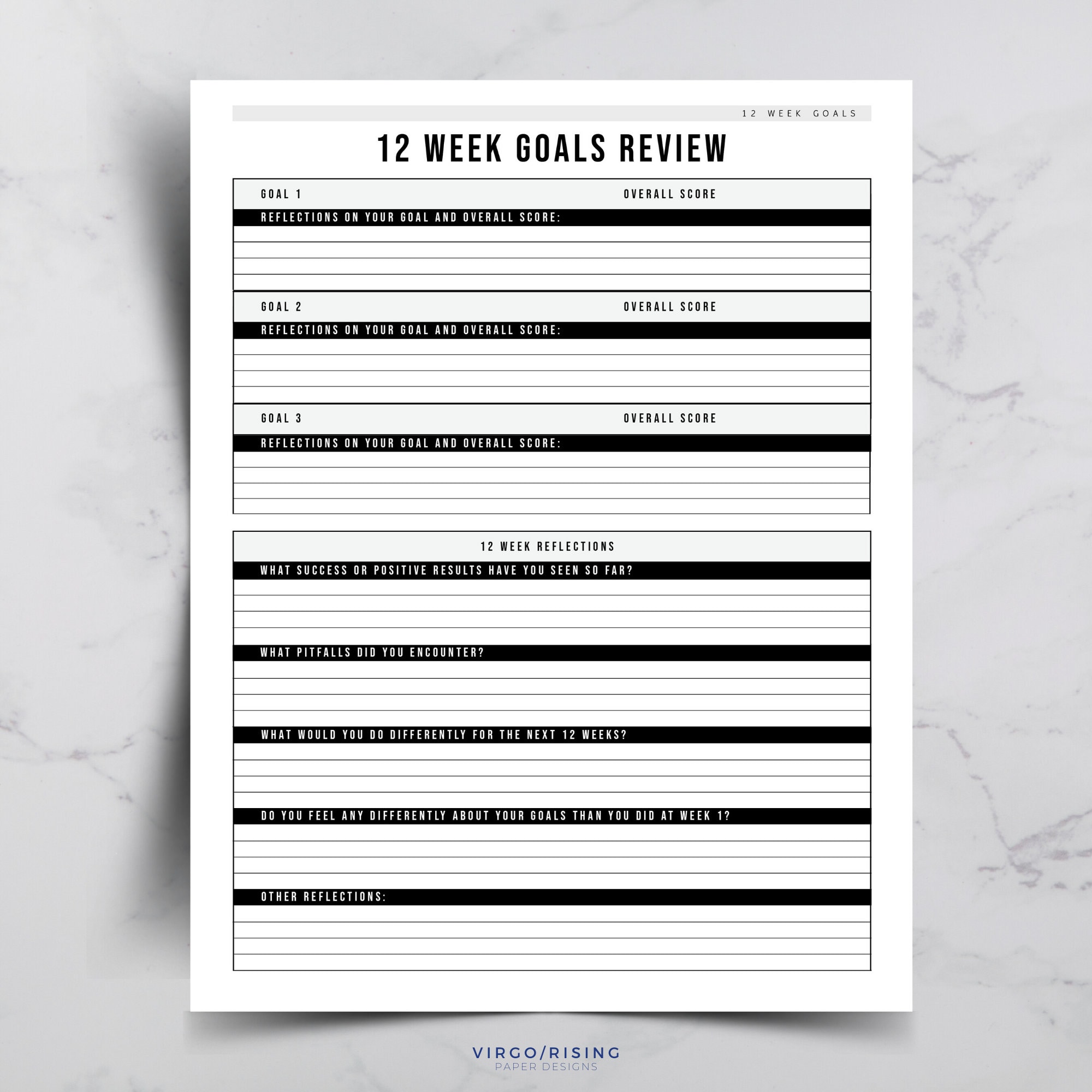 12 Week Goals Planner Bundle: Project Management Templates (PDF) - Etsy