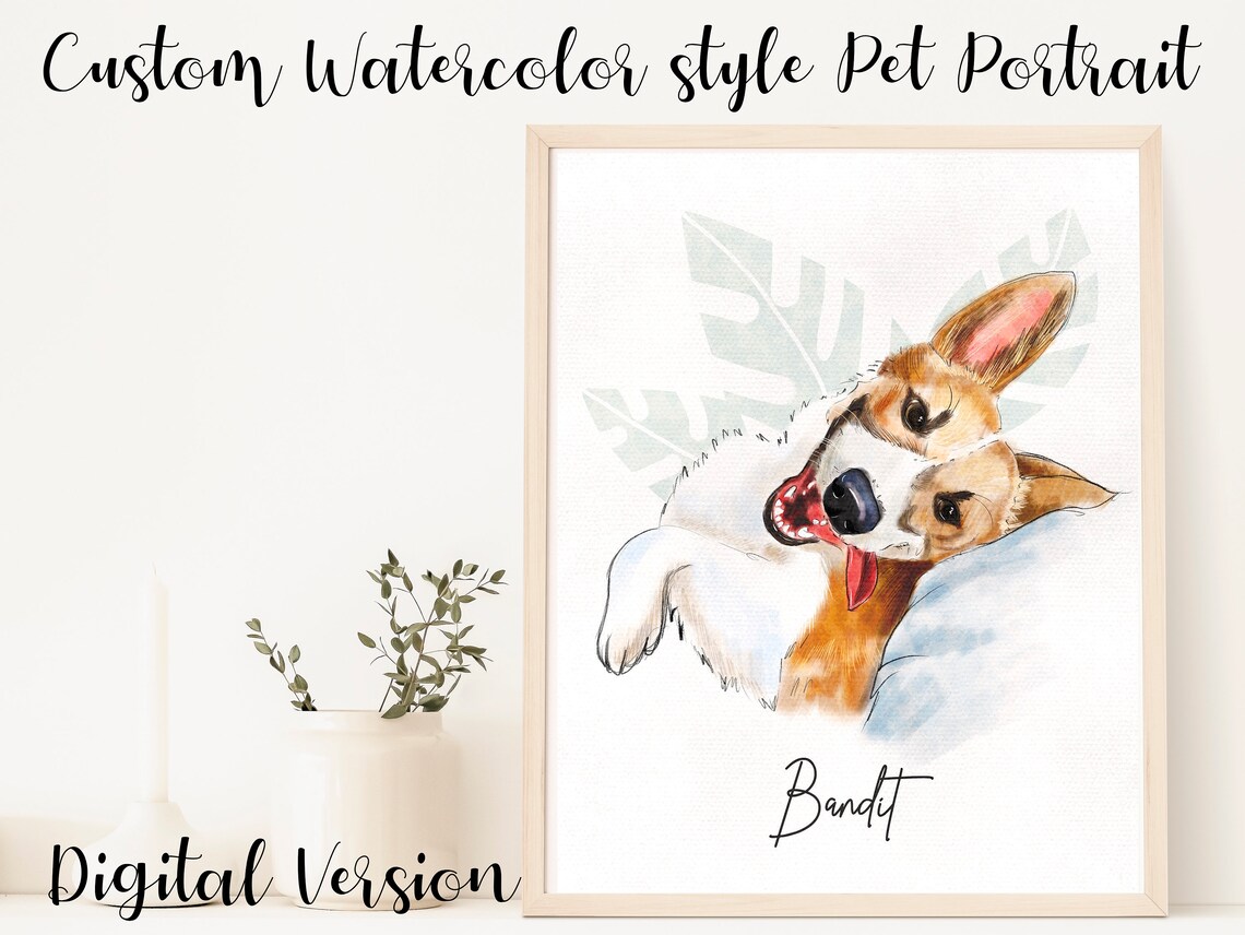Custom Pet Portrait From Photo Drawing of Pet Digital - Etsy