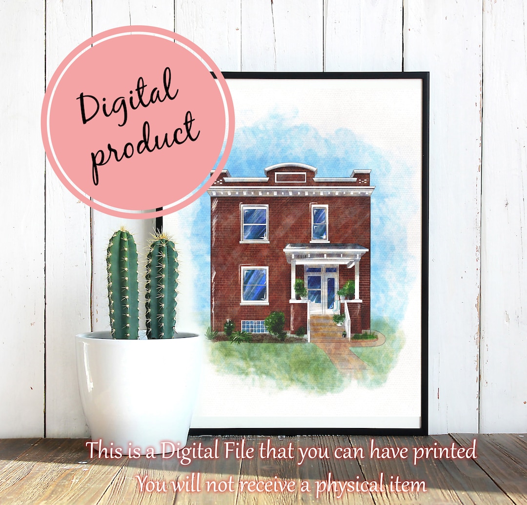 Custom House Portrait From Photo - Drawing of House - Digital Painting ...