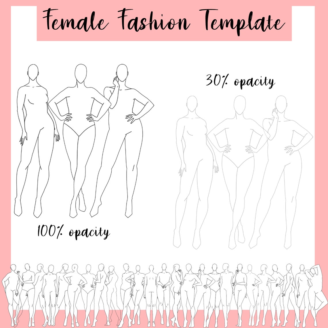 Female Fashion Croquis Pack fashion Figure Template - Etsy