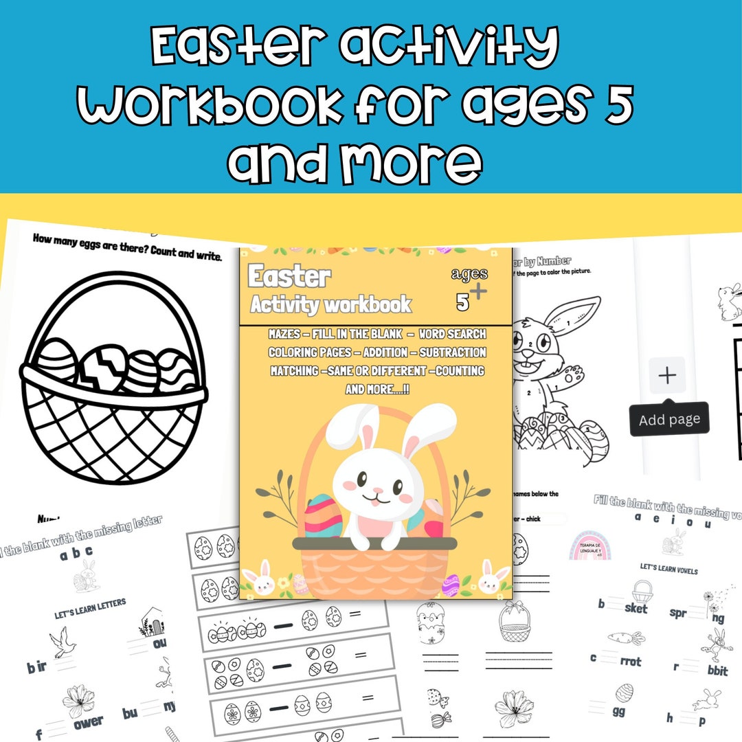 Easter Activity Workbook for Kids Ages 5 Easter Gift Idea for Girls and ...