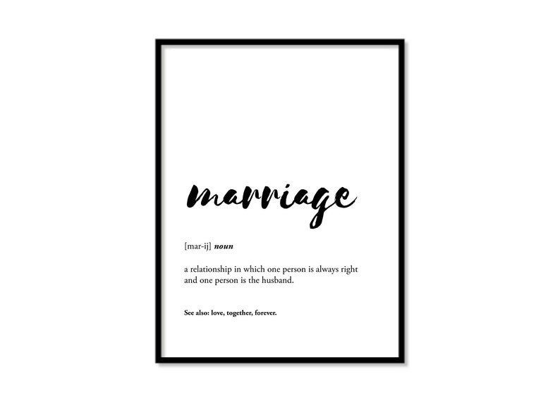 Marriage Definition Print Wall Art Marriage Print Funny | Etsy