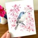 Set of 4 Illustrated Bird Cards / Blue Bird Card Pack / Bird - Etsy