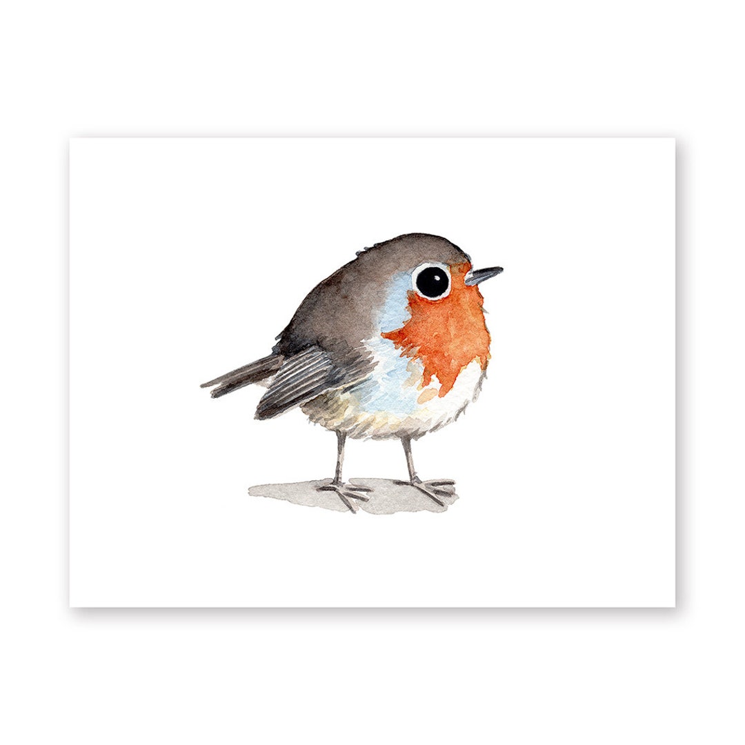 Robin Art Print / 5"x7" / Cute Bird Print / Cute Bird Art / Robin ...