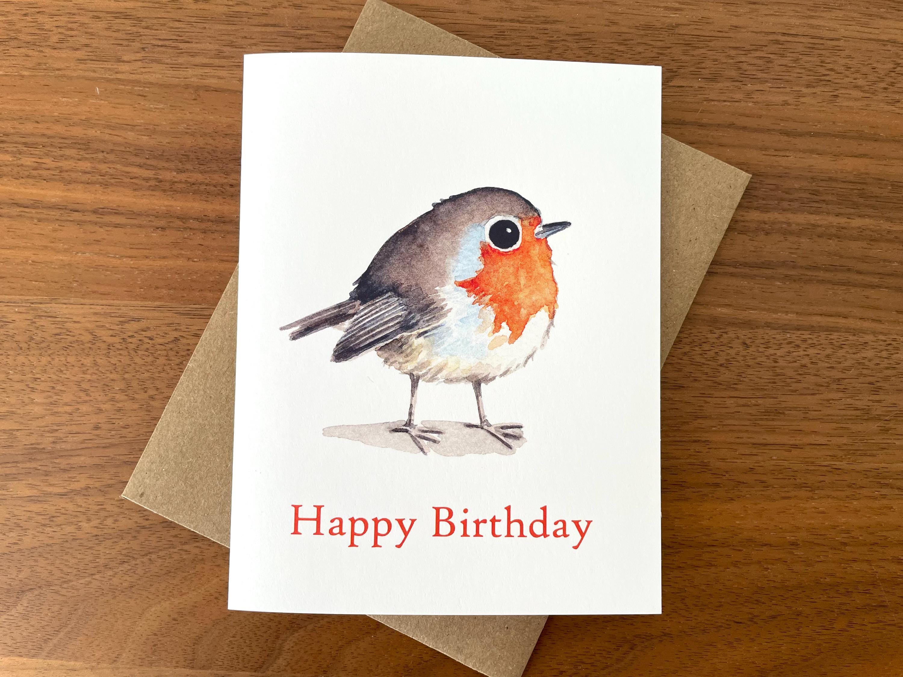 Robin Birthday Card / Bird Card / Cute Robin Card / Art Card ...