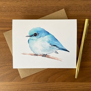 Set of 4 Illustrated Bird Cards / Blue Bird Card Pack / Bird Bundle ...