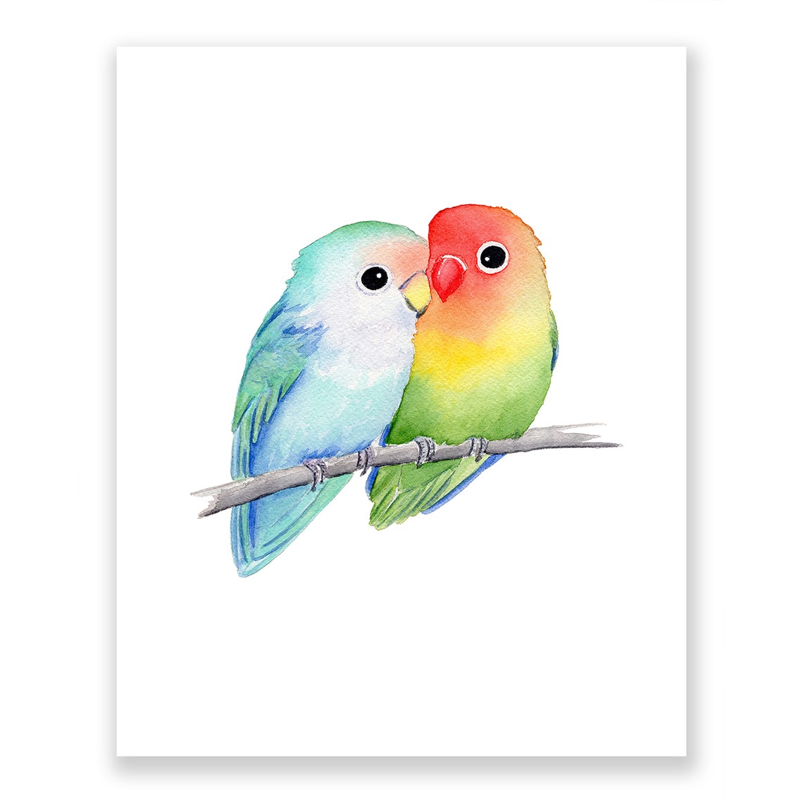 Lovebirds Watercolor Art Print / Lovebirds Art / Cute bird | Etsy