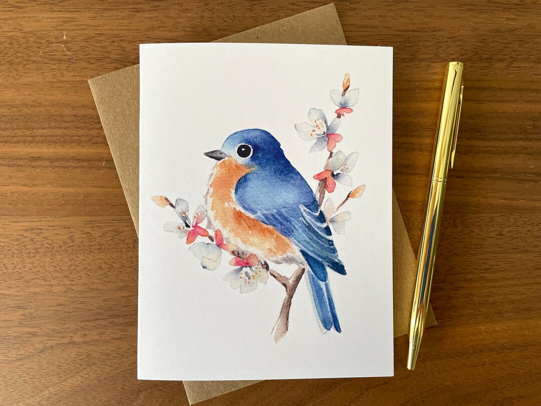 Eastern Bluebird Greeting Card / Watercolor Card / Bird Card / Blank ...