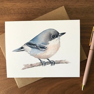 Set of 4 Illustrated Bird Cards / Blue Bird Card Pack / Bird Bundle ...