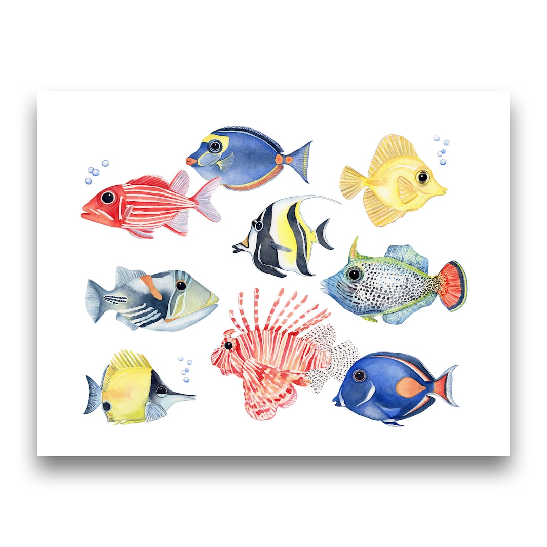 Tropical Fish Art Print / Tropical Fish Watercolor Art / Fish Art Print ...
