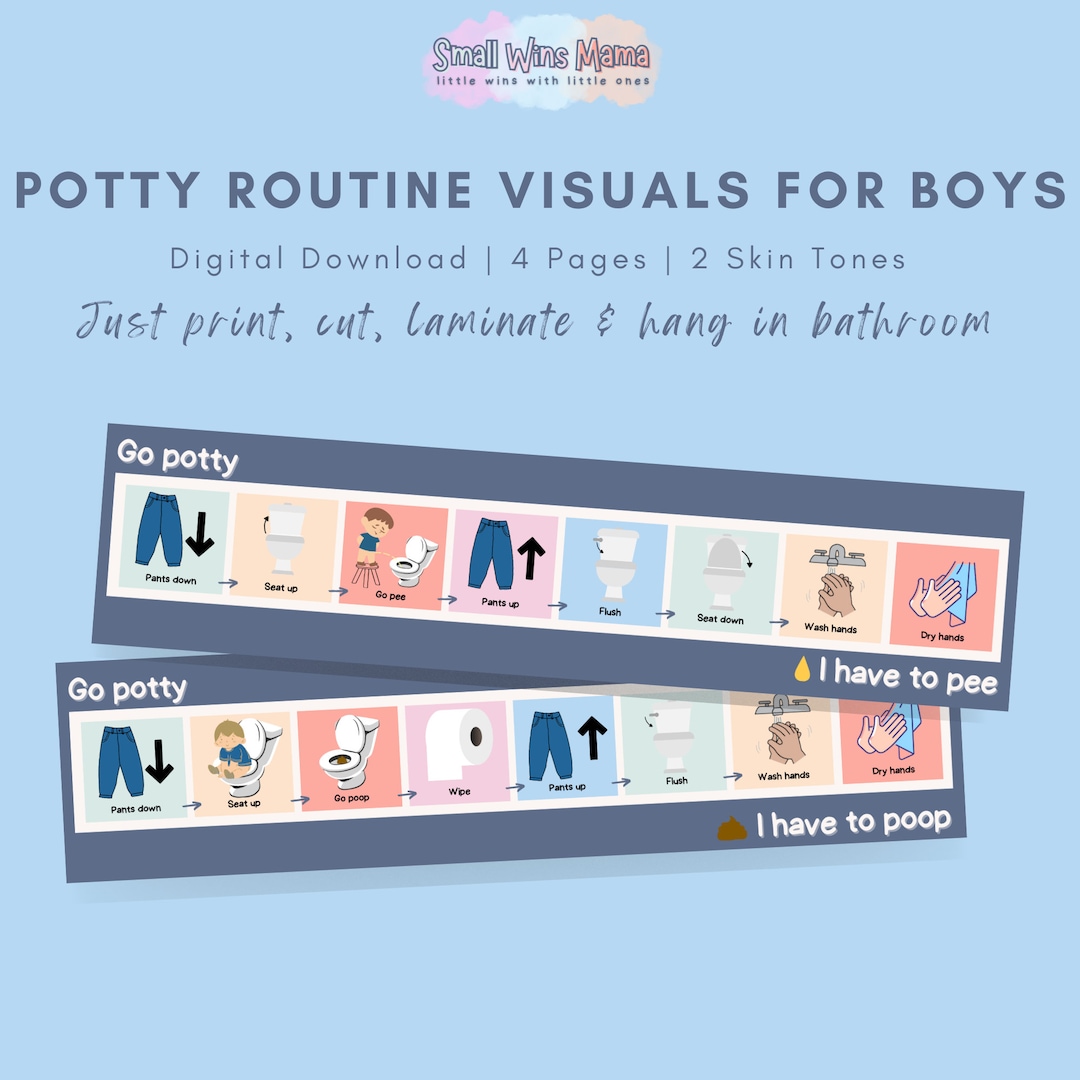 Potty/bathroom Routine Visual Graphics for Boys - Etsy