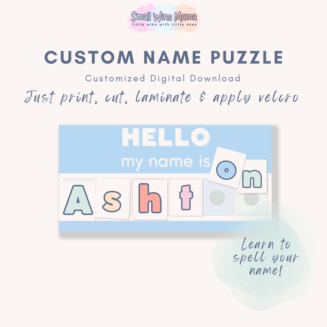 Custom Name Puzzle | Digital Download | Velcro - Etsy