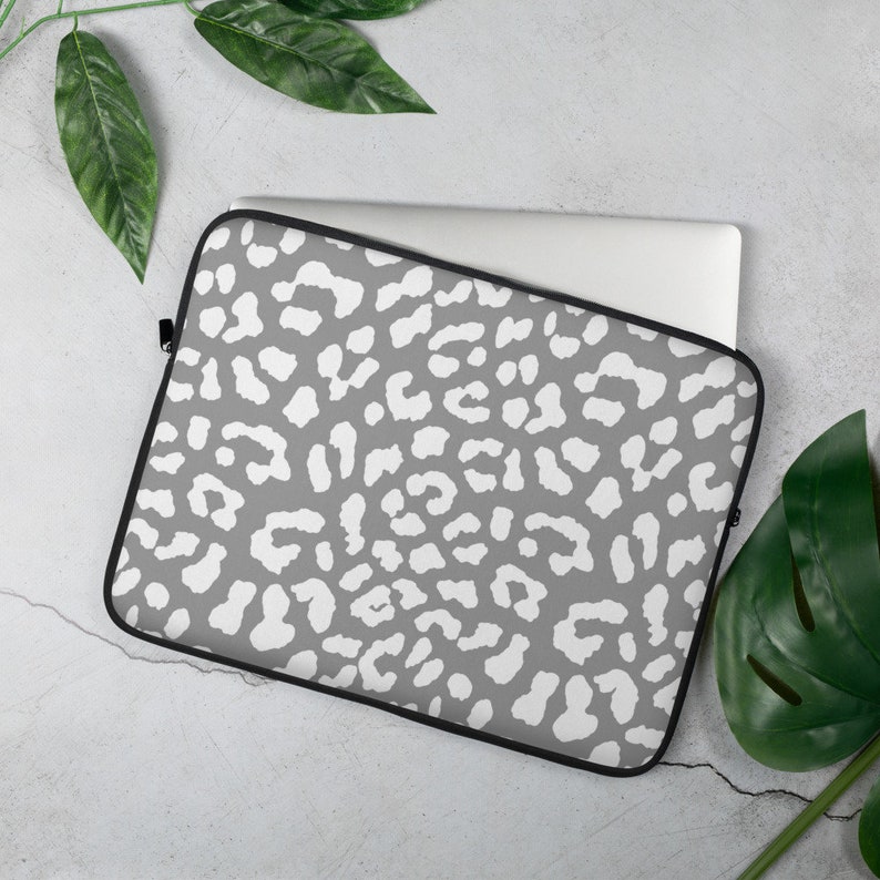 Leopard Print Laptop Case, Leopard Computer Case, Light Gray Animal ...