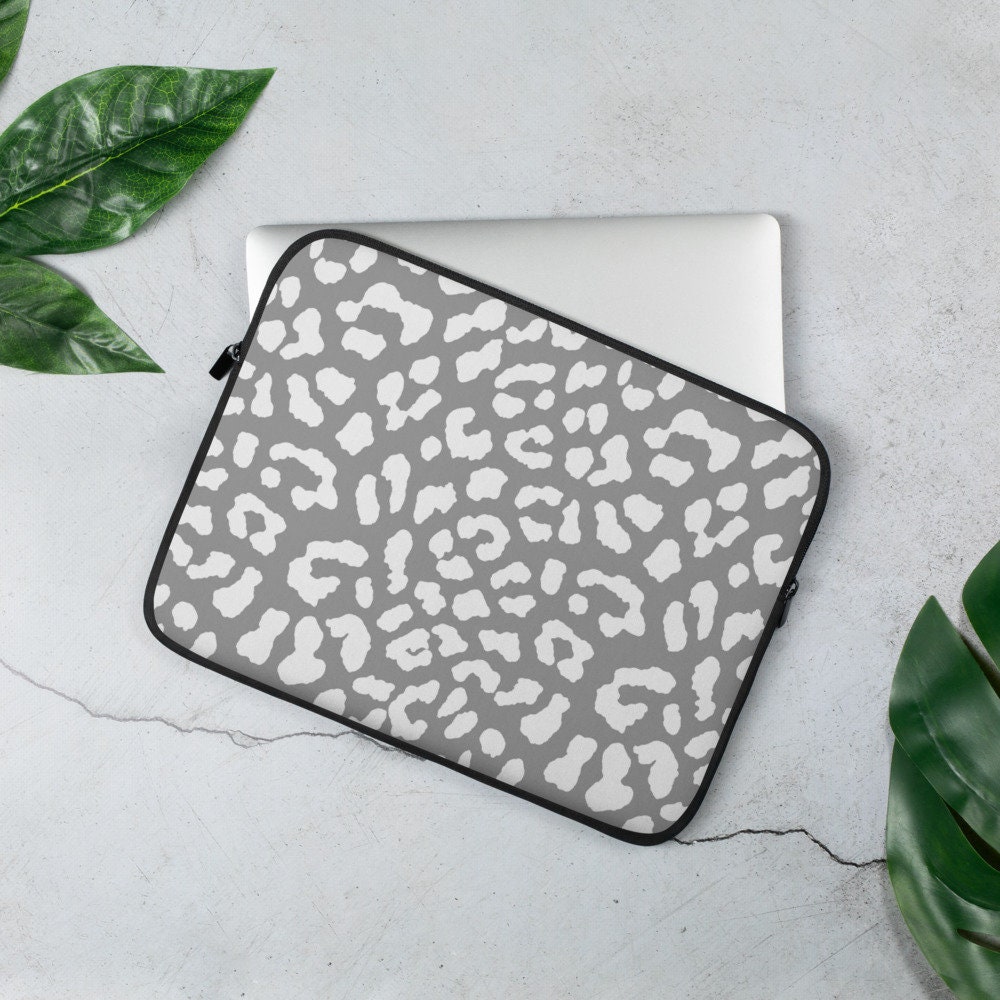 Leopard Print Laptop Case, Leopard Computer Case, Light Gray Animal ...