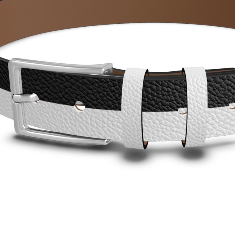 Black and White Leather Belt, Handmade Mens Leather Belt - Etsy
