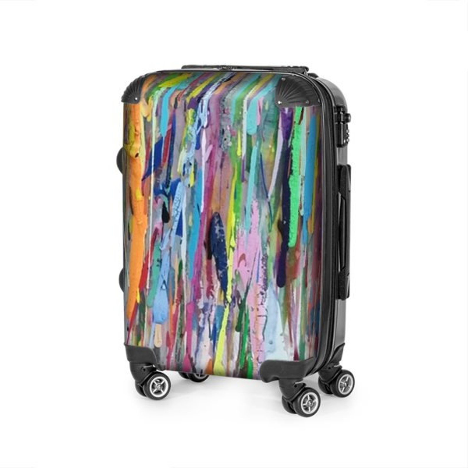 Custom Suitcase, Rainbow Color Pain Splatter Rolling Luggage, Weekender ...