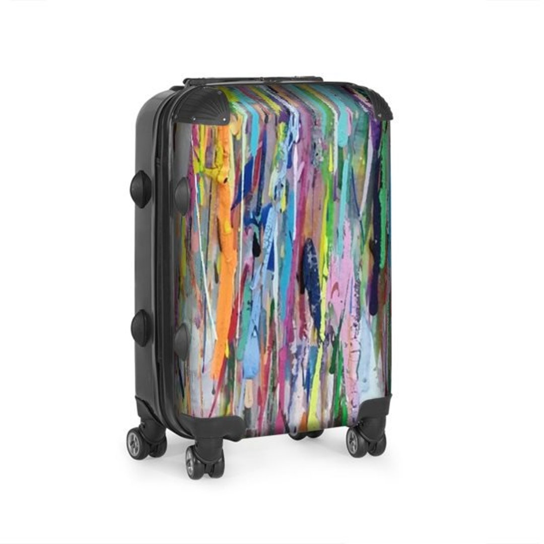 Custom Suitcase, Rainbow Color Pain Splatter Rolling Luggage, Weekender ...