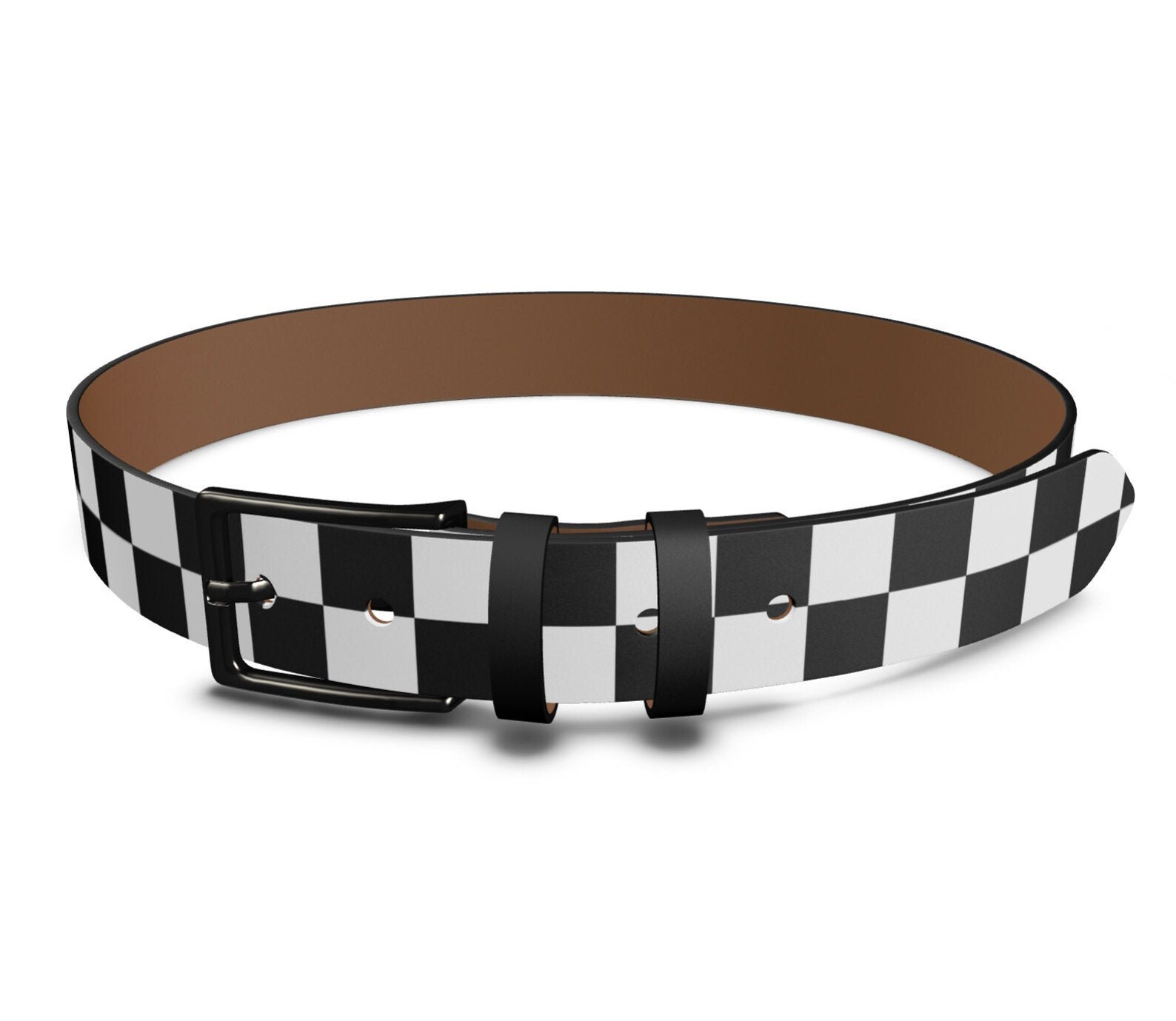 Black and White Leather Belt, Handmade Checkered Mens Leather Belt by ...