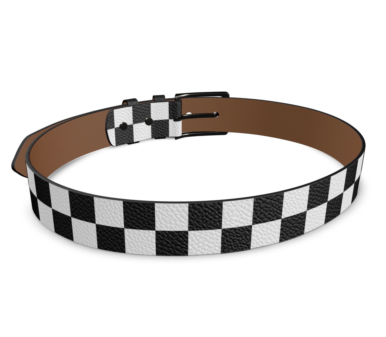 Black and White Leather Belt, Handmade Checkered Mens Leather Belt by ...