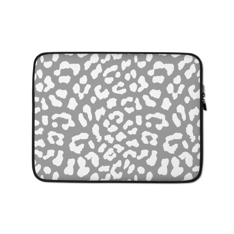 Leopard Print Laptop Case, Leopard Computer Case, Light Gray Animal ...