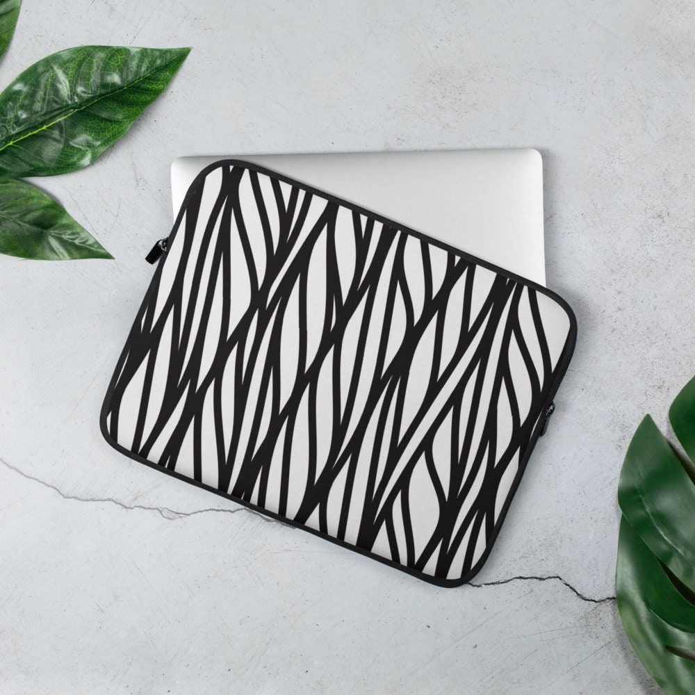 Geometric Laptop Sleeve, Black and White Computer Case, Laptop Case, 13 ...