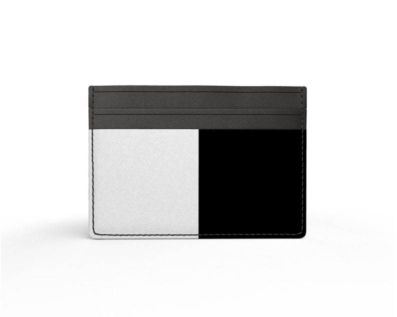 Black and White Handmade Leather Card Holder, Card Wallet, Travel Card ...