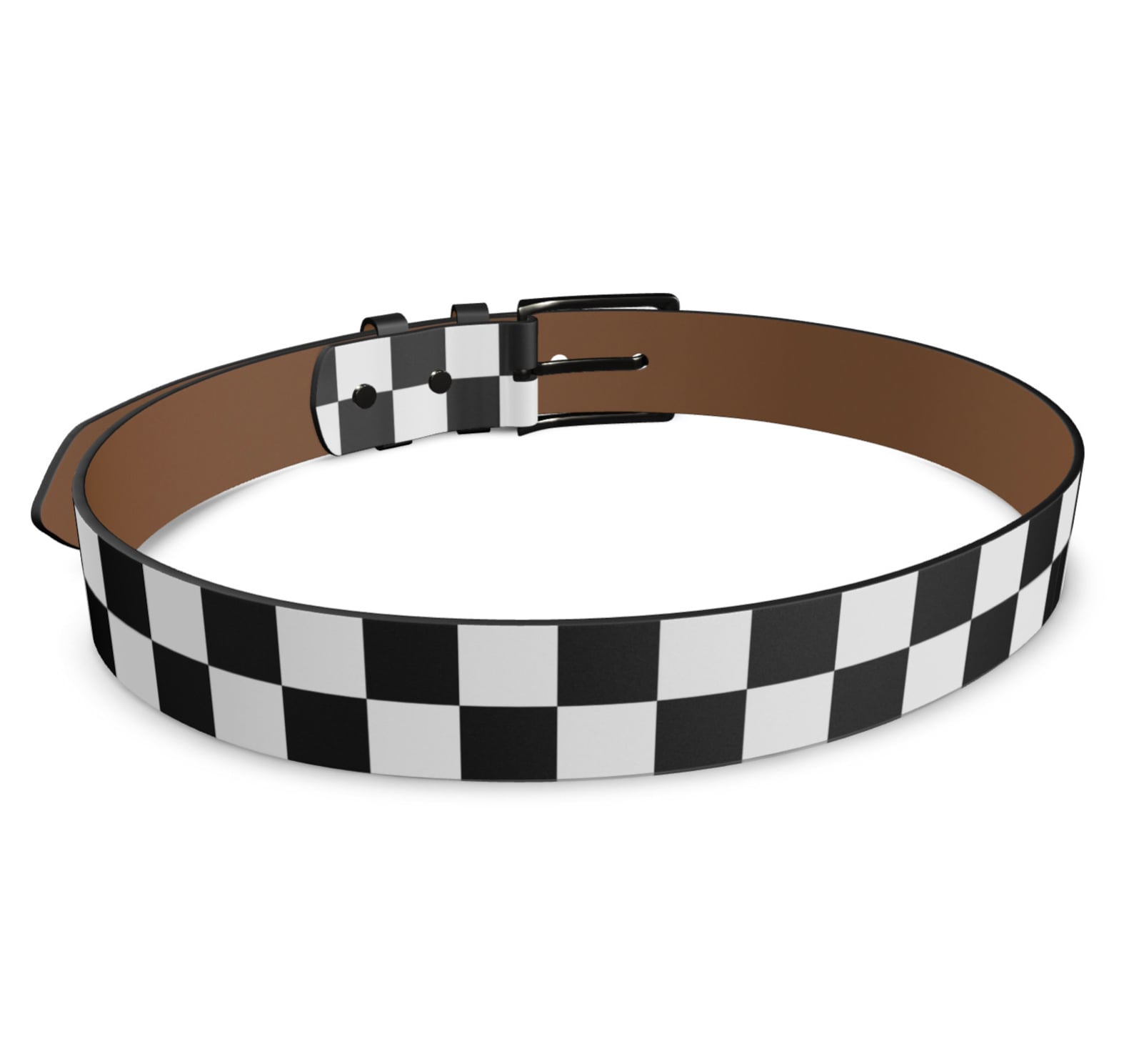 Black and White Leather Belt, Handmade Checkered Mens Leather Belt by ...