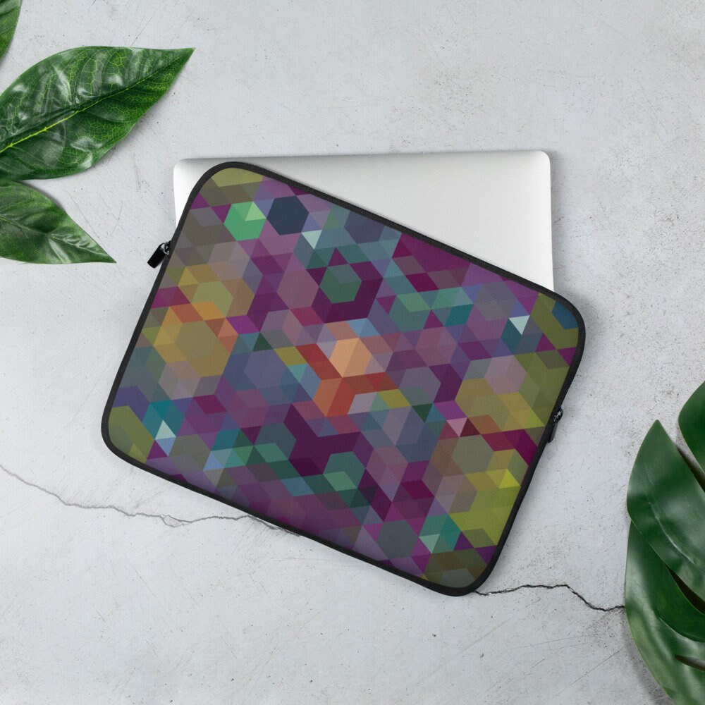 Purple Laptop Sleeve With Geometric Print, Computer Case, MacBook Air ...