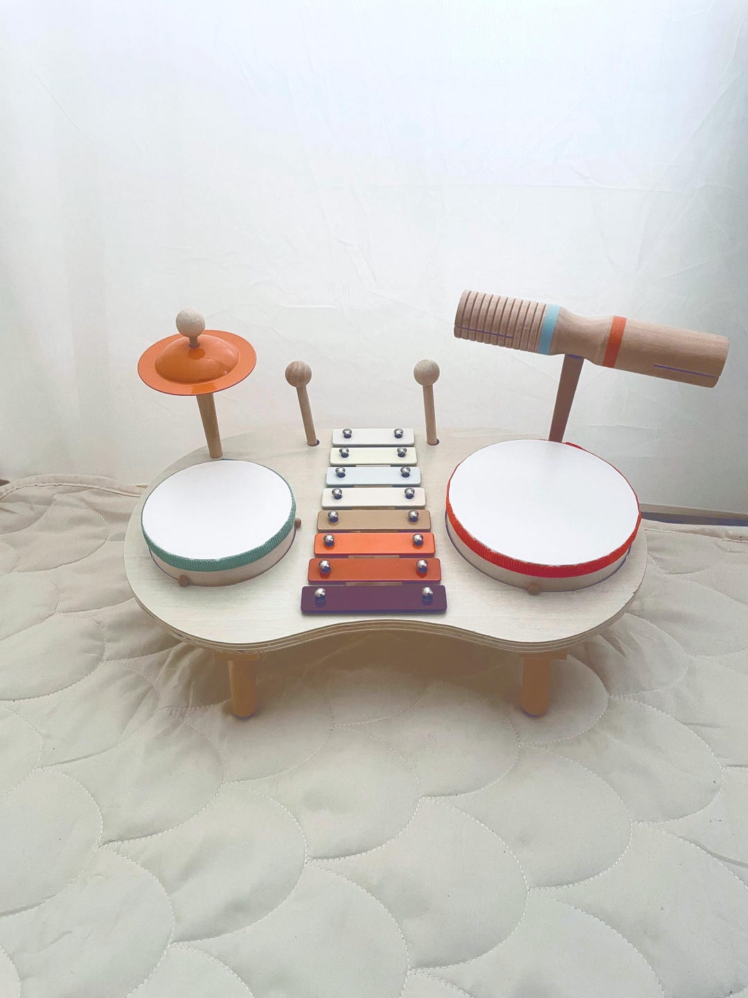 Wooden Montessori Musical Instrument Toy Drum Set - Great for Early ...