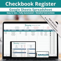 Checkbook Register With Monthly and Annual Summaries Excel Spreadsheet ...