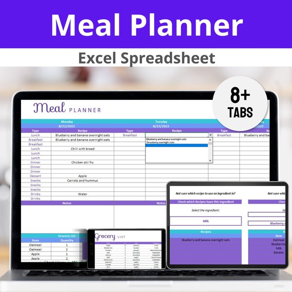 Excel Meal Planner Plan Your Meals With This Meal Planning Spreadsheet ...