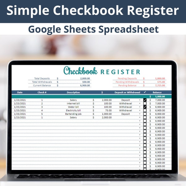 Checkbook Register and Monthly Budget Bundle Excel Spreadsheet With Annual Summaries, Digital ...