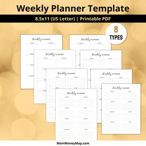 Weekly Planner Portrait Printable, Blank Undated Weekly Planner Pages ...
