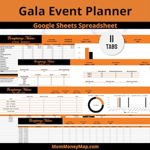 Gala Event Planner Google Sheets Spreadsheet Template for Fundraising ...