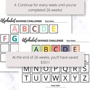 Alphabet Savings Challenge Printable PDF, 26 Weeks Savings Challenges ...