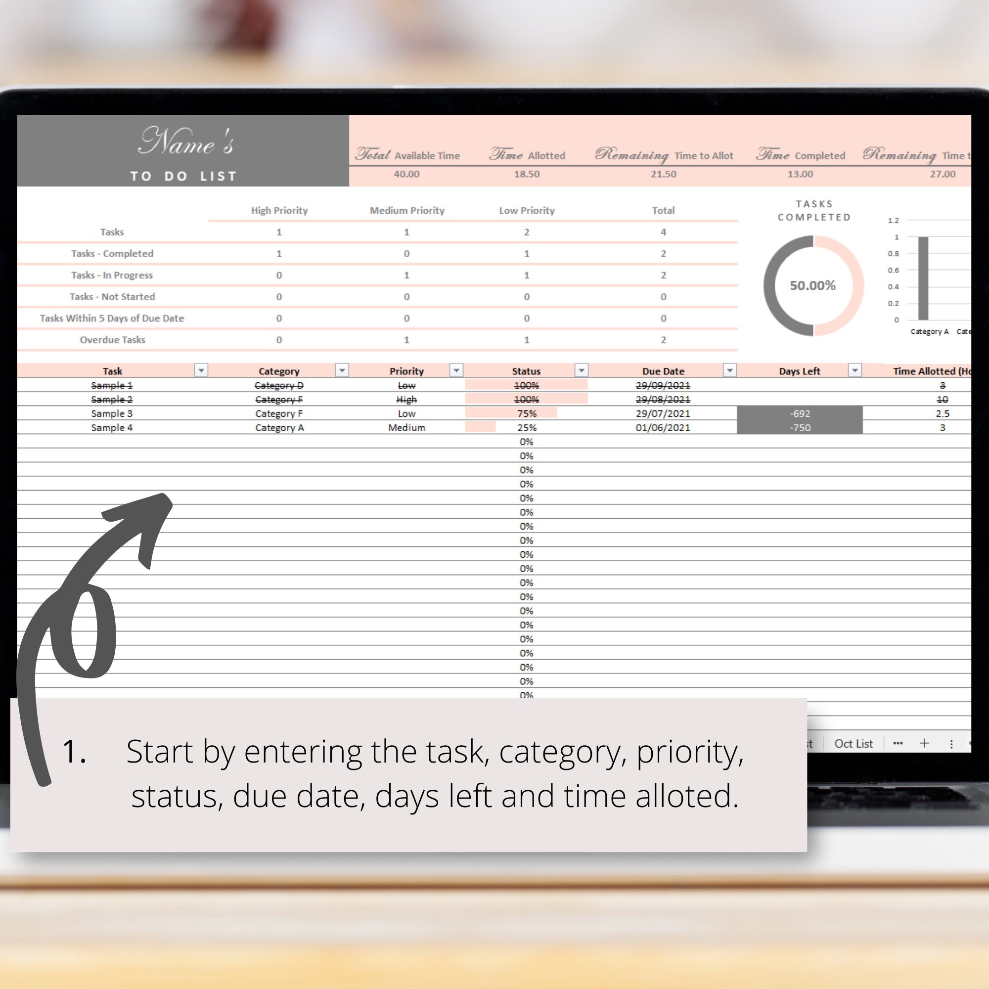 To Do List Template Spreadsheet, Track Your Work, Weekly, Weekday ...