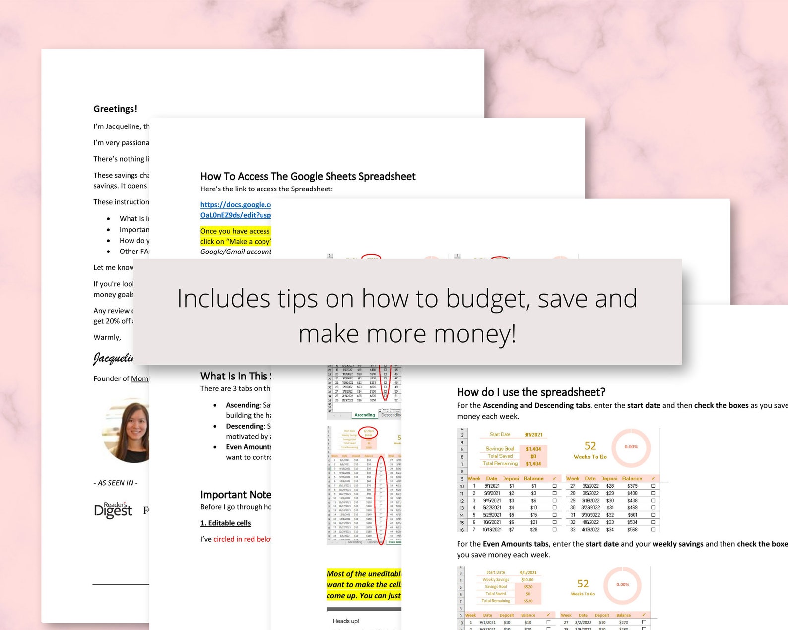52 Week Savings Challenge Google Sheets Template Stay Motivated to Save ...