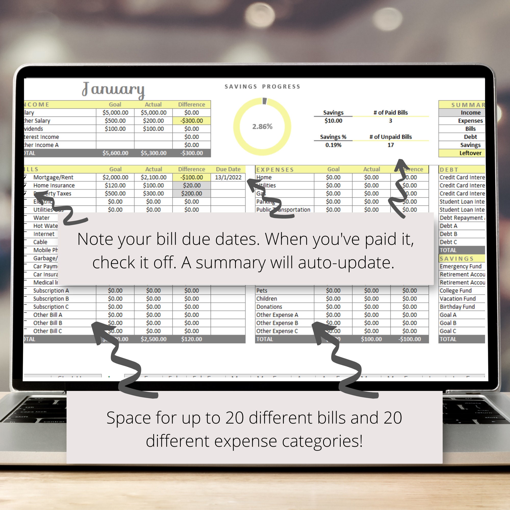 Monthly Budget Excel Spreadsheet Template, Plan and Track Your House ...